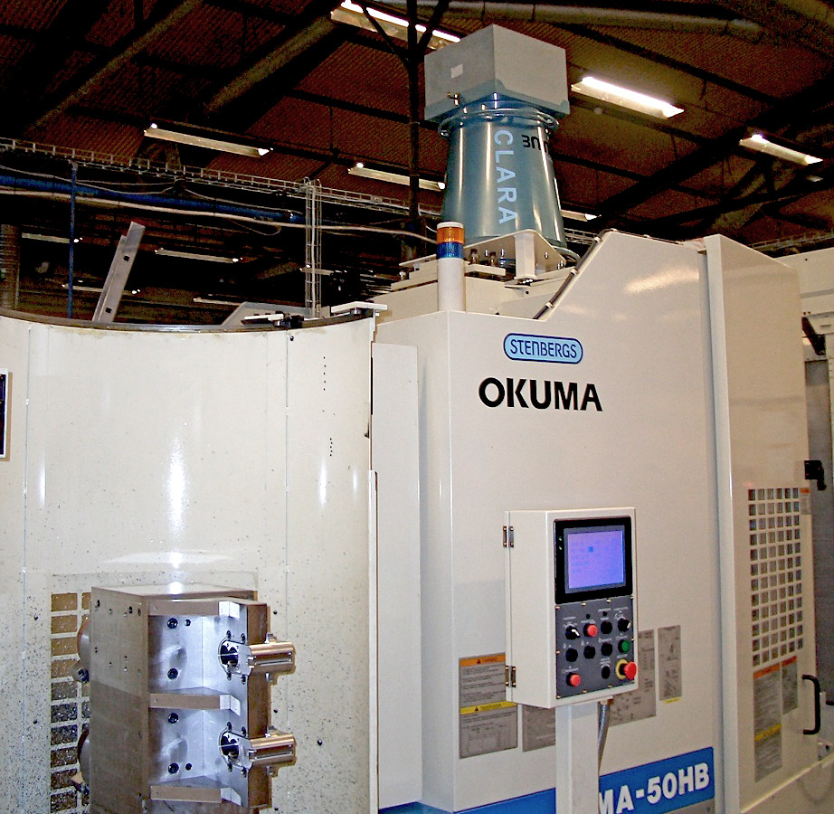 The 3nine oil mist eliminator Clara installed on an Okuma MA-50HB CNC ...